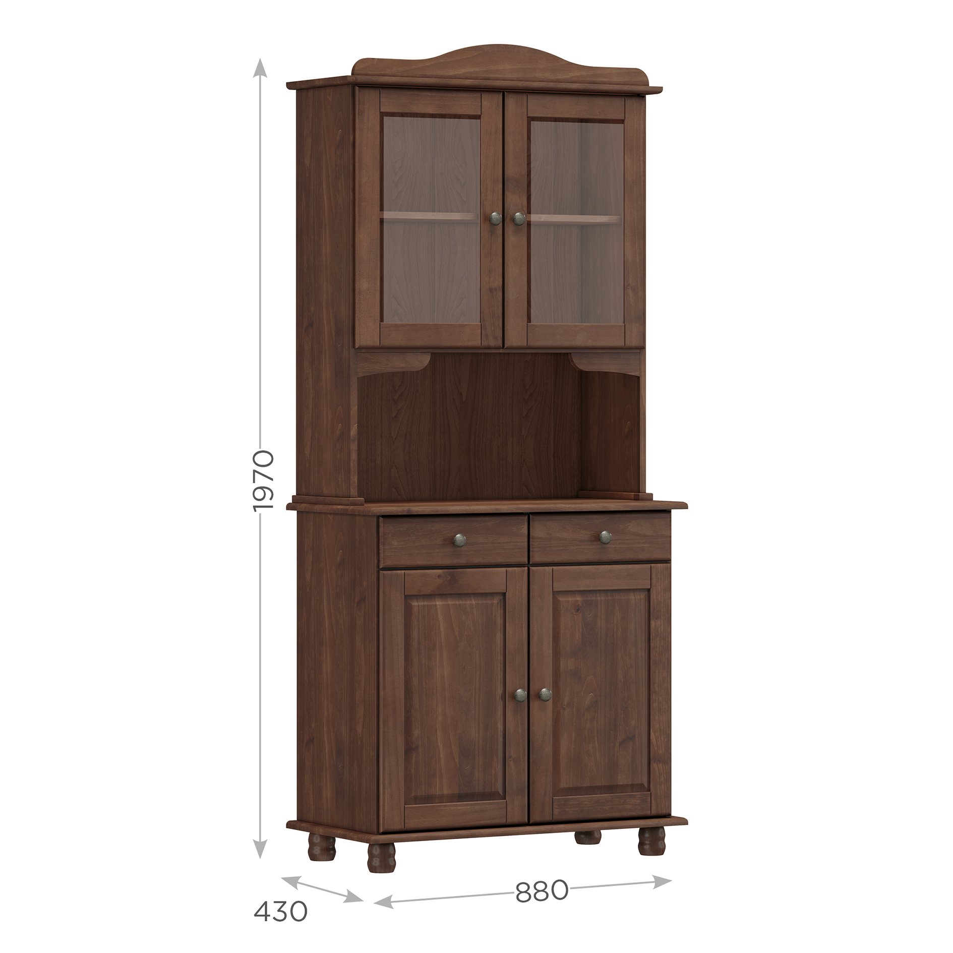 Cristaleira 2+2 Portas Linha Rubi - Finestra Móveis - Madeira Maciça - Café